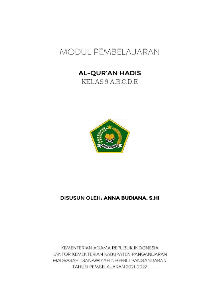 PDF Modul Qurdis Ix Sem 1 Pertemuan 1 - Compress - 2 | PDF