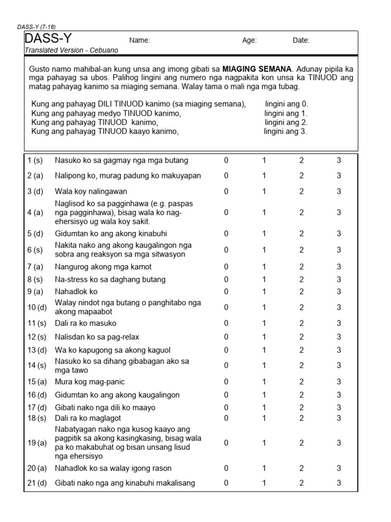 DASS-Y Bisaya | PDF