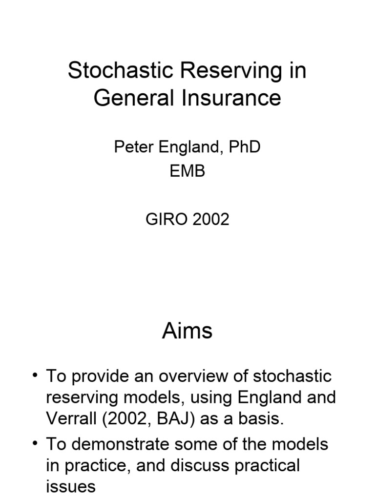 Stochastic Reserving Gi | PDF | Errors And Residuals | Bootstrapping (Statistics)