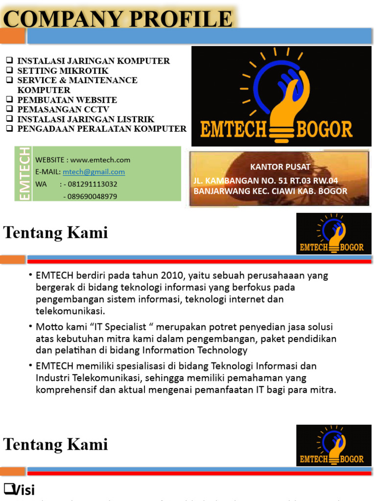 Company Profile Emtech | PDF | Bisnis | Komputer