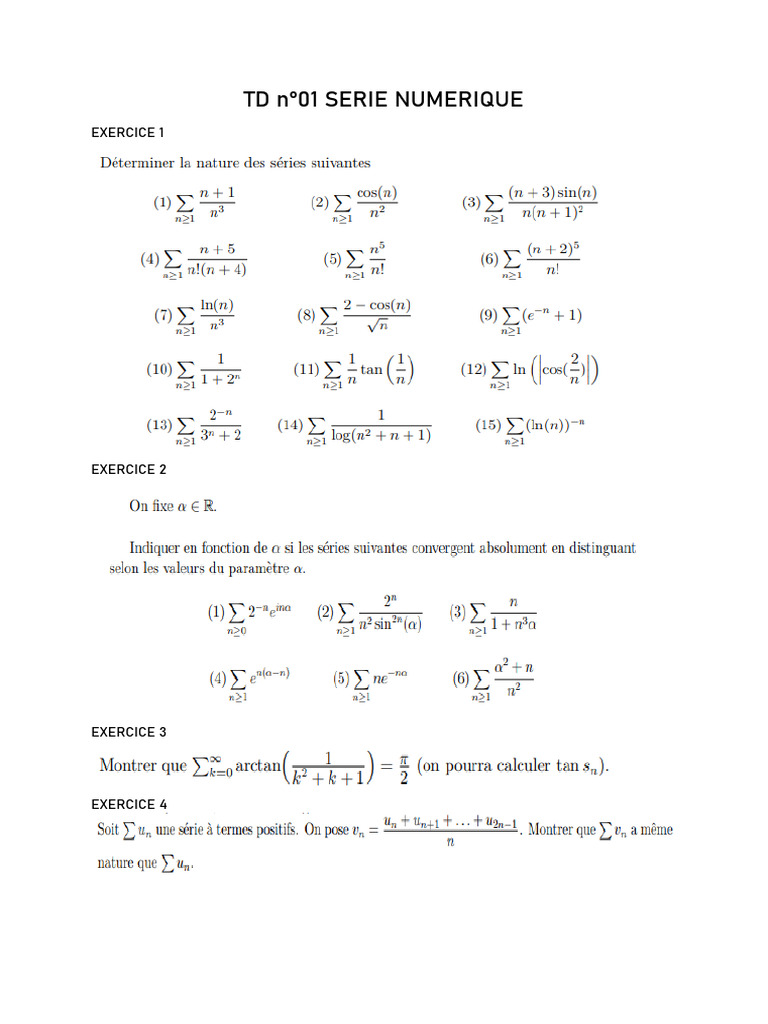 TD Analyse Mathematique L2 2024 | PDF | Mathematical Relations ...