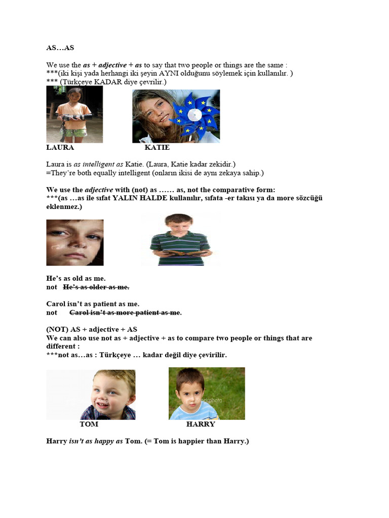 6 Sinif Ingilizce As As The Same As Different From Konu Anlatimi Ornekler 4651 | PDF