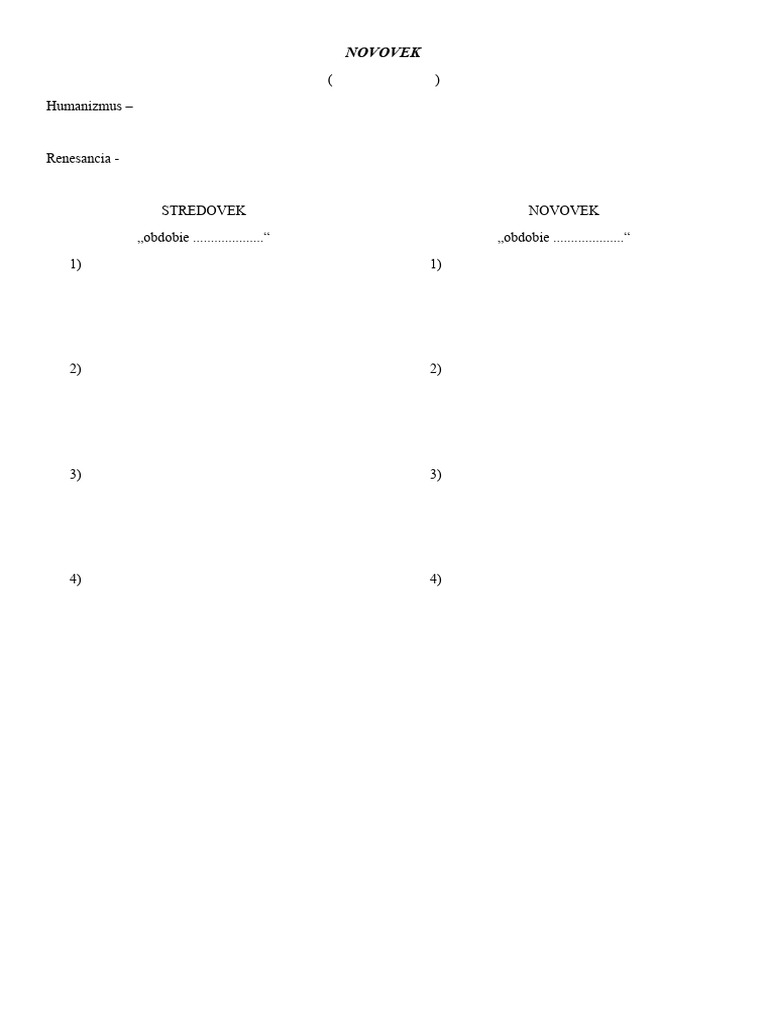 NOVOVEK - Pracovné Listy Na Dobratie Učiva | PDF