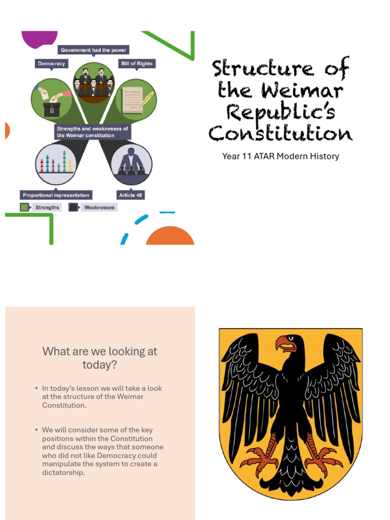 Structure of The Weimar Republic's Constitution | PDF | Weimar Republic ...