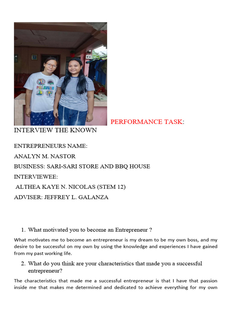 PERFORMANCE TASK | PDF