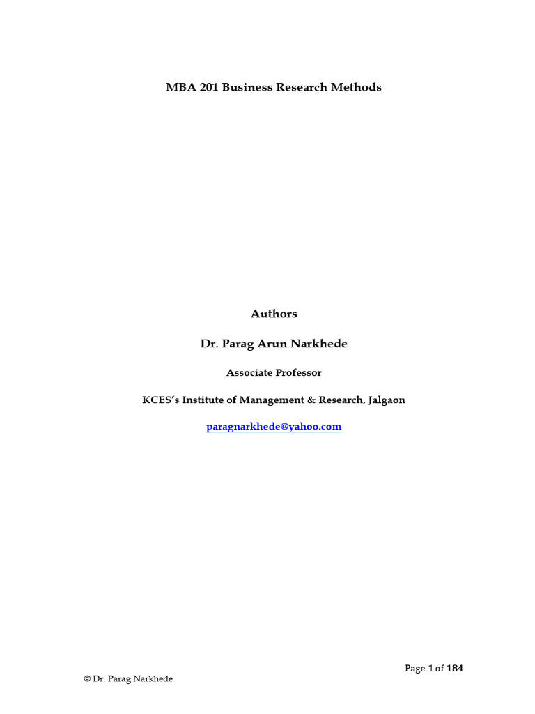 BRM Study Material | PDF | Sampling (Statistics) | Methodology