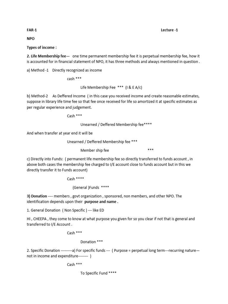 NPO Income Types and Accounting Methods | PDF | Expense | Nonprofit ...