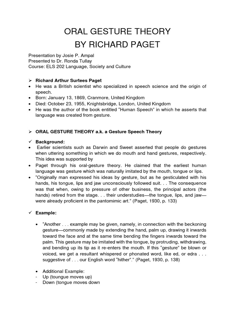 Oral Gesture Theory | PDF | Gesture | Human Communication