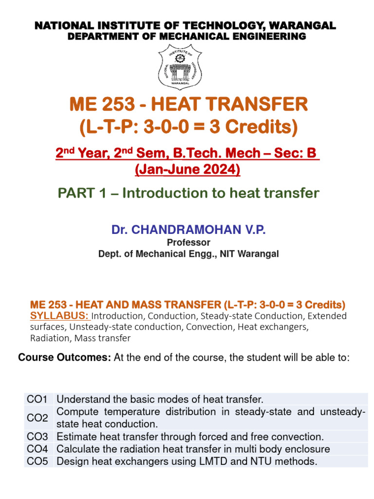 Hmt Part 1 - Introdn | PDF | Heat Transfer | Thermal Conduction