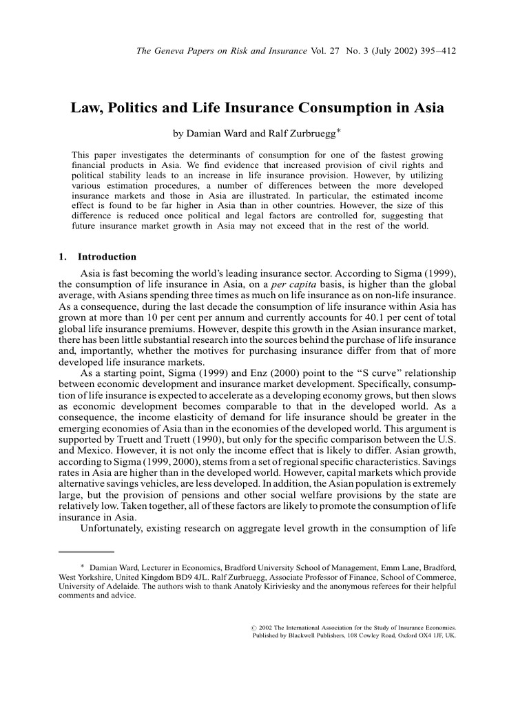 Asian Life Insurance Growth Factors | PDF | Insurance | Dependent And ...