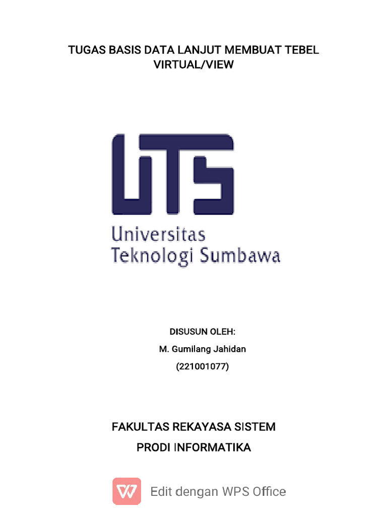 TUGAS BASIS DATA LANJUT MEMBUAT TEBEL VIRTUAL - Compressed | PDF | Komputer