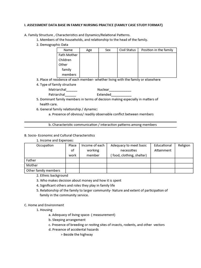 Family Case Study Format APGAR EcoMap 2 | PDF | Obesity | Nursing