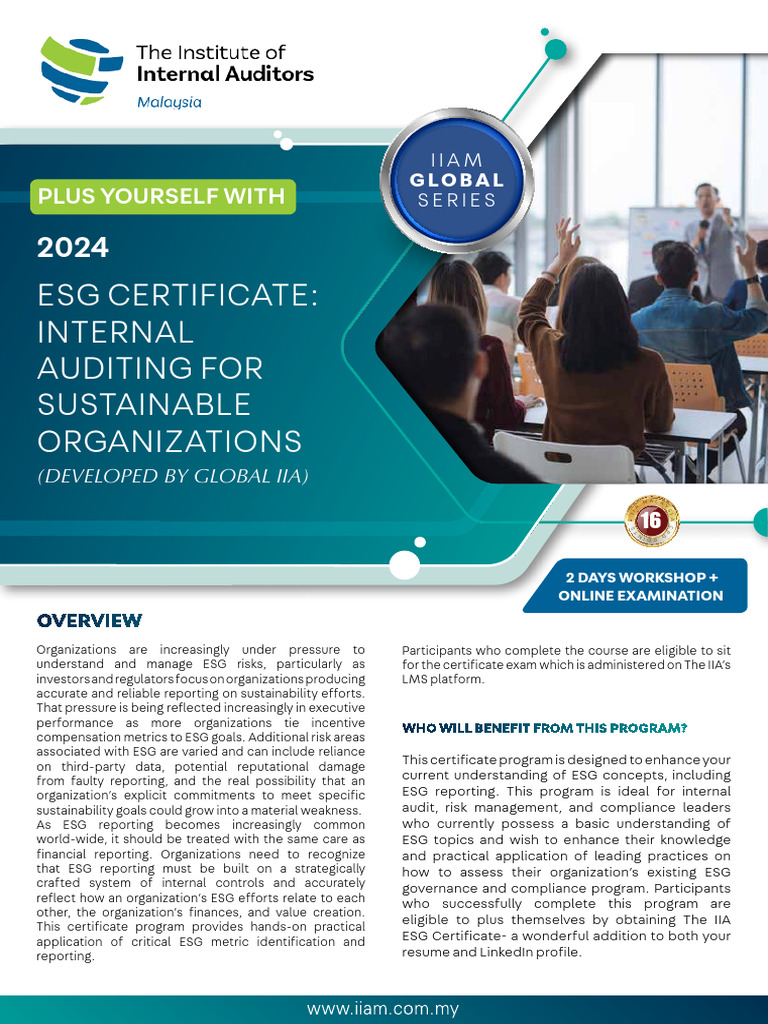 CE01 - 10 11 June ESG CERTICATE | PDF | Audit | Governance