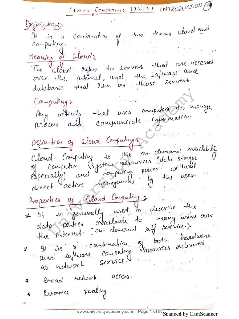 Unit 1 Cloud Computing | PDF