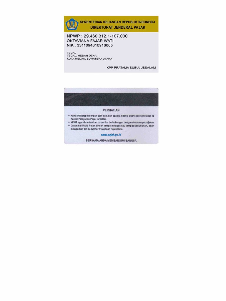 Edit NPWP Pribadi Asli Fix | PDF