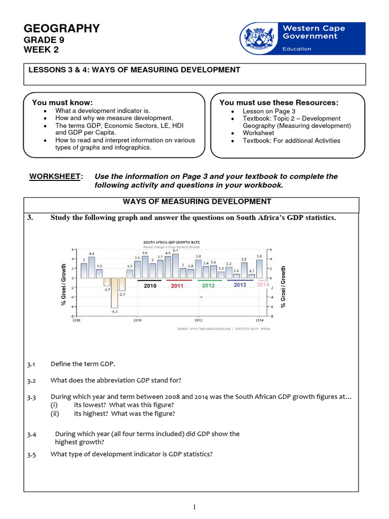 Grade 09 Lessons - Week 2 - Ways of Measuring Development | PDF | Gross ...