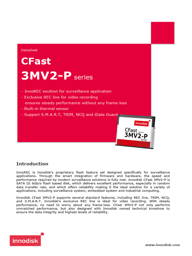 Innodisk CFast 3MV2-P Datasheet | PDF | Computing | Computer Engineering