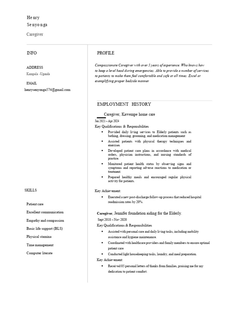 Rresume | PDF | Caregiver | Nursing