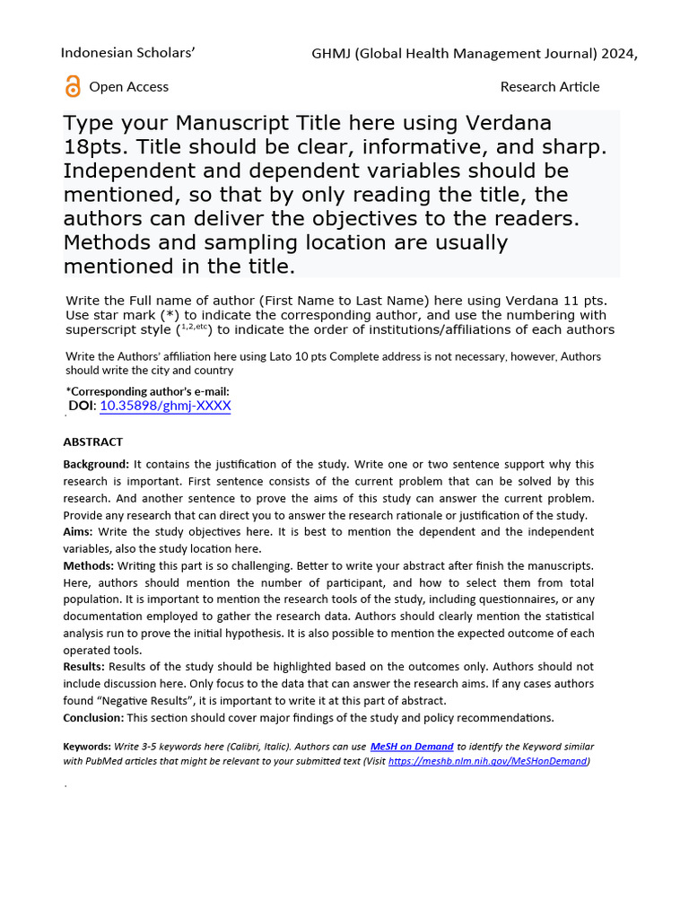 Template Manuscript GHMJ 2024 | PDF | Detection Limit | Scientific Method
