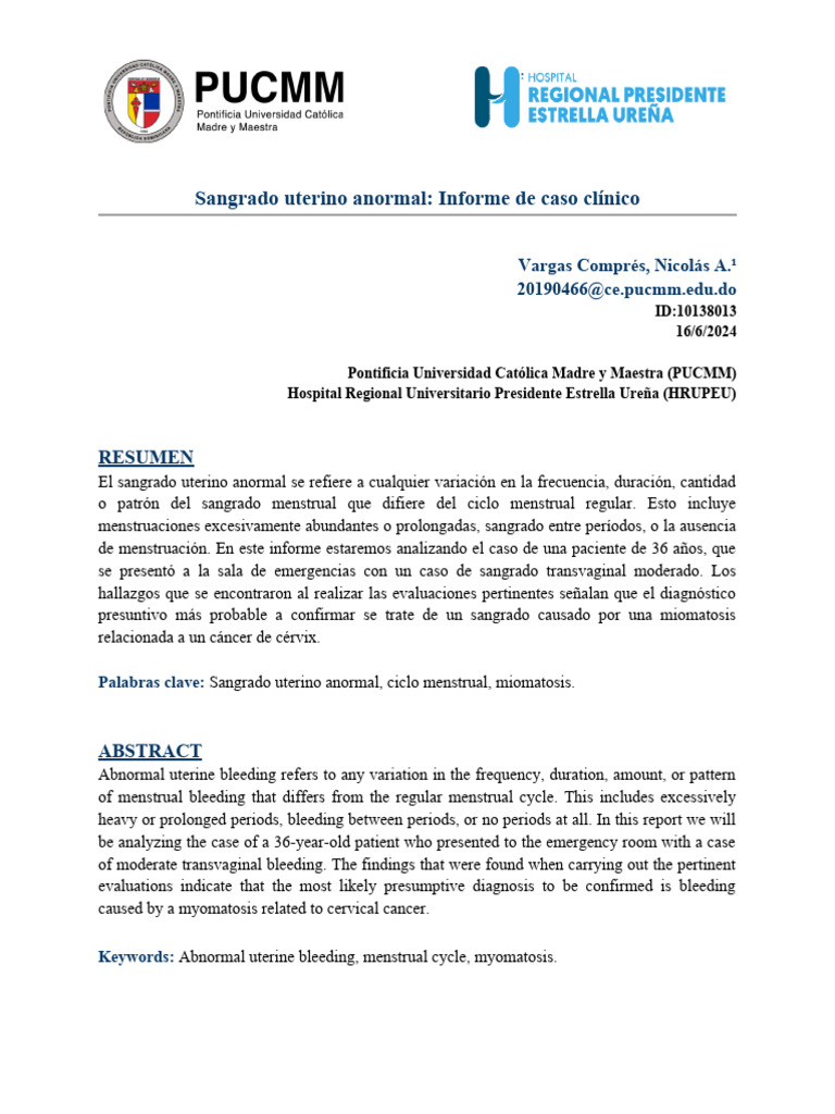 Informe de Caso 2 NVC | PDF | Menstruación | El embarazo