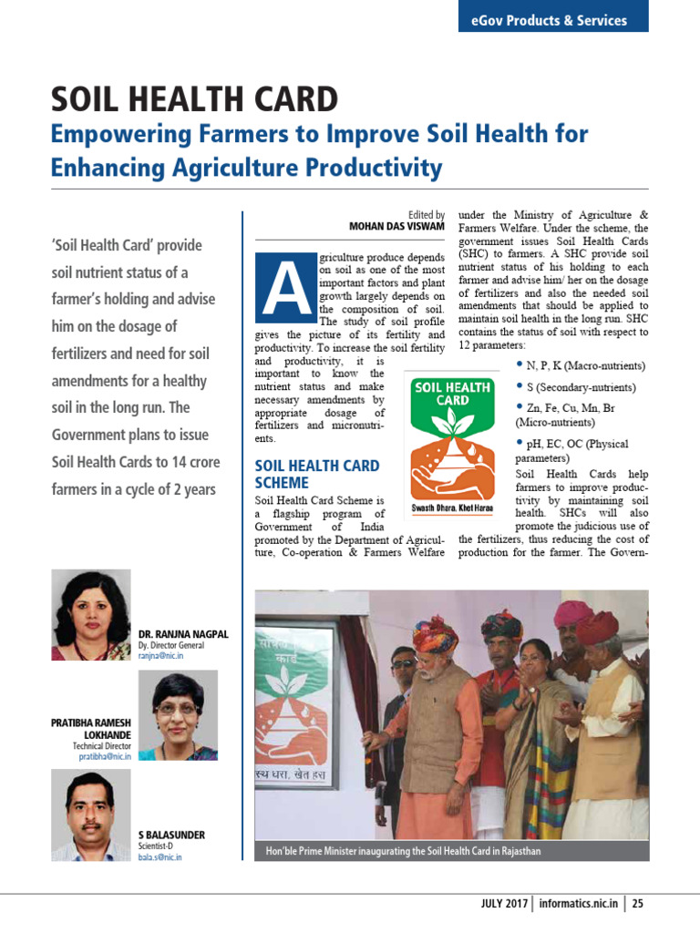 Soil Health Cards for Farmers | PDF | Soil | Fertilizer
