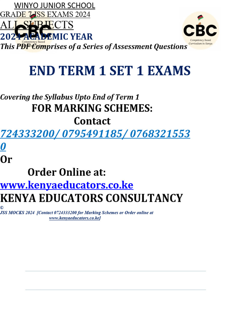 GRADE 7 JSS ET1 S1 EXAMS 2024 | PDF | Egyptian Pyramids | Ancient Egypt