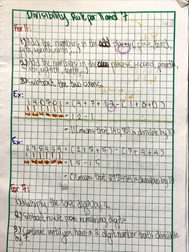 Divisible Rule by 7 PDF Notes | PDF