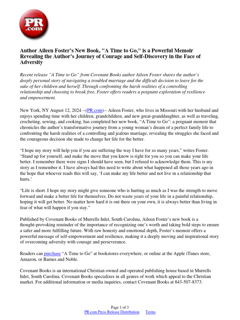 Author Aileen Foster's New Book, "A Time To Go," Is A Powerful Memoir ...