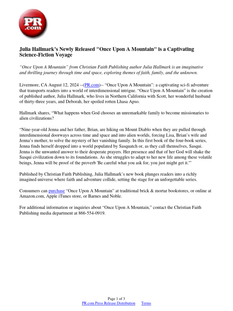 Julia Hallmark's Newly Released "Once Upon A Mountain" Is A Captivating ...