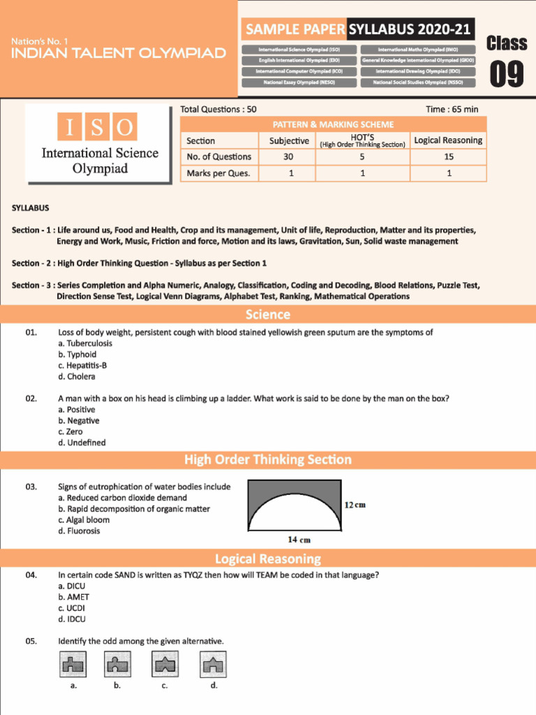 ISO Class 9 Sample Paper | PDF