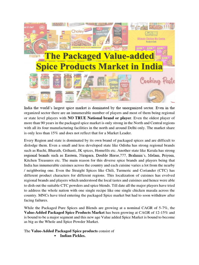 The Packaged Value Added Spice Product Market | PDF | Spice | Consumer ...