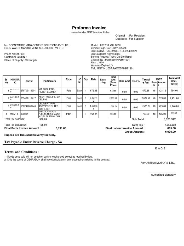 DTC Proforma Invoice-783 | PDF | Payments | Government Finances
