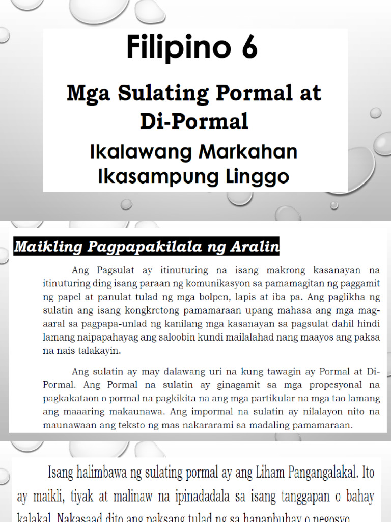 Pagsulat NG Sulating Pormal at Di-Pormal | PDF