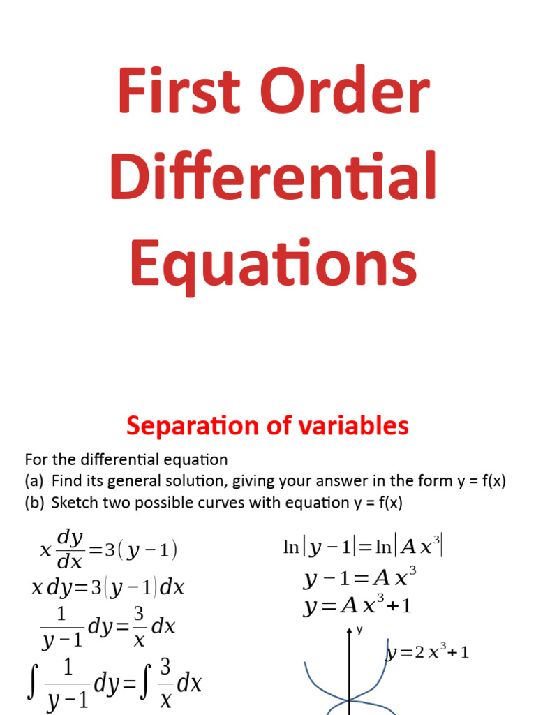 First Order Differential Equations Guide | PDF | Ordinary Differential ...