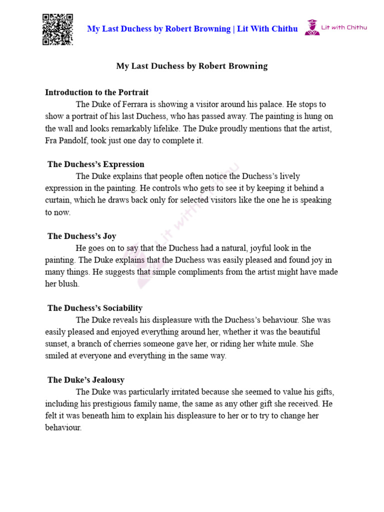 My Last Duchess by Robert Browning | PDF
