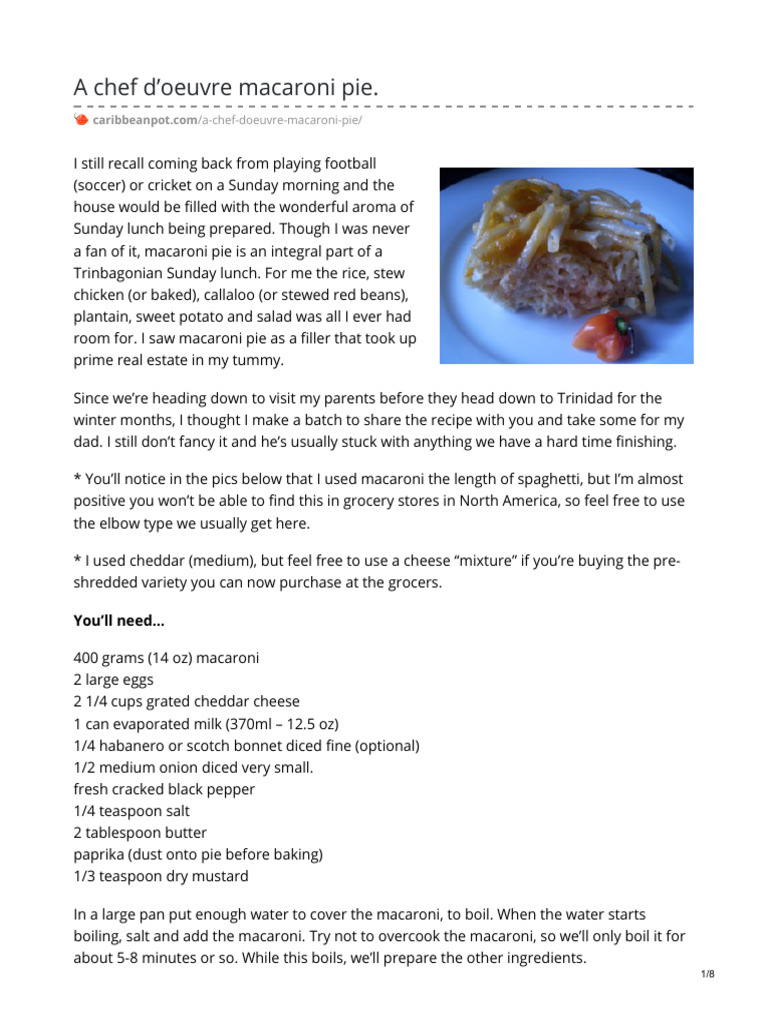 A Chef Doeuvre Macaroni Pie | PDF | Onion | Cakes