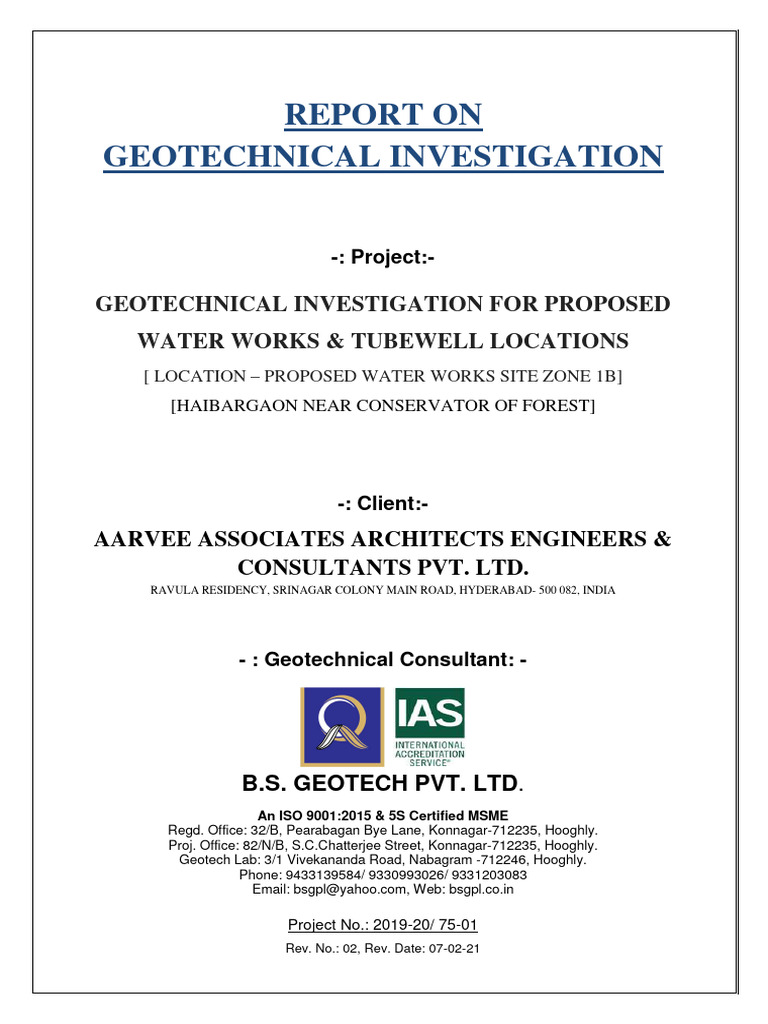 Geotechnical Investigation Report for Water Works | PDF | Soil Science ...
