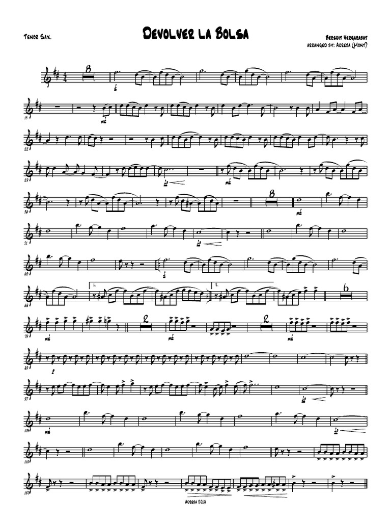 Devolver La Bolsa - Saxo Tenor | PDF