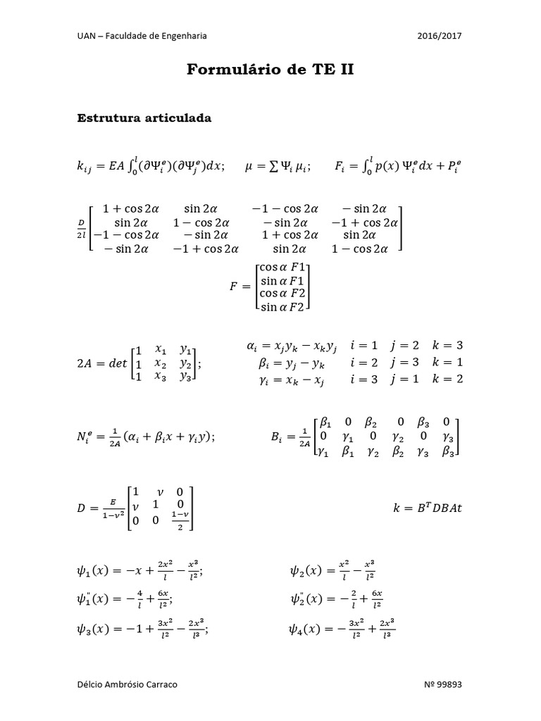 Formulário de TE II | PDF