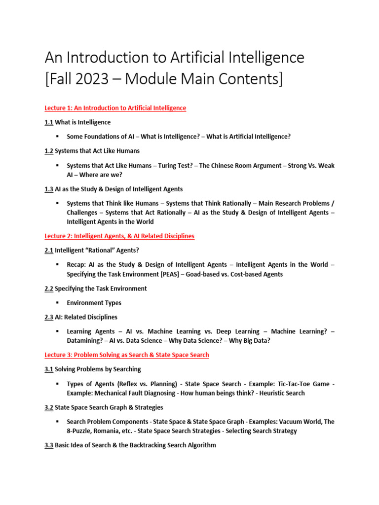 AI310 & CS361 Intro. To Artificial Intelligence - Fall 2023 - Module ...