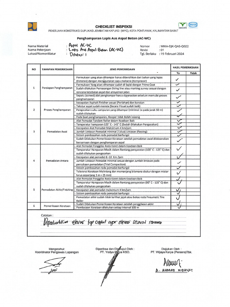 Checklist AC-WC Dilatasi 1 | PDF