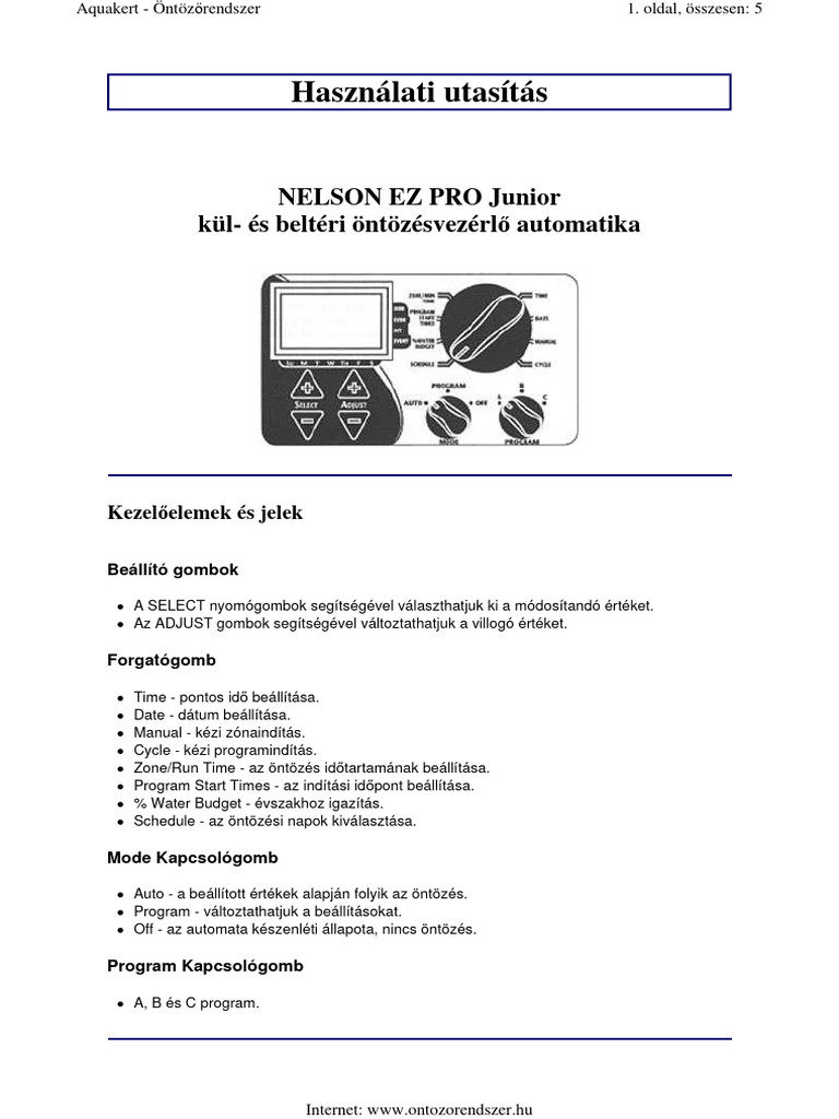 Ontozorendszer Leiras | PDF