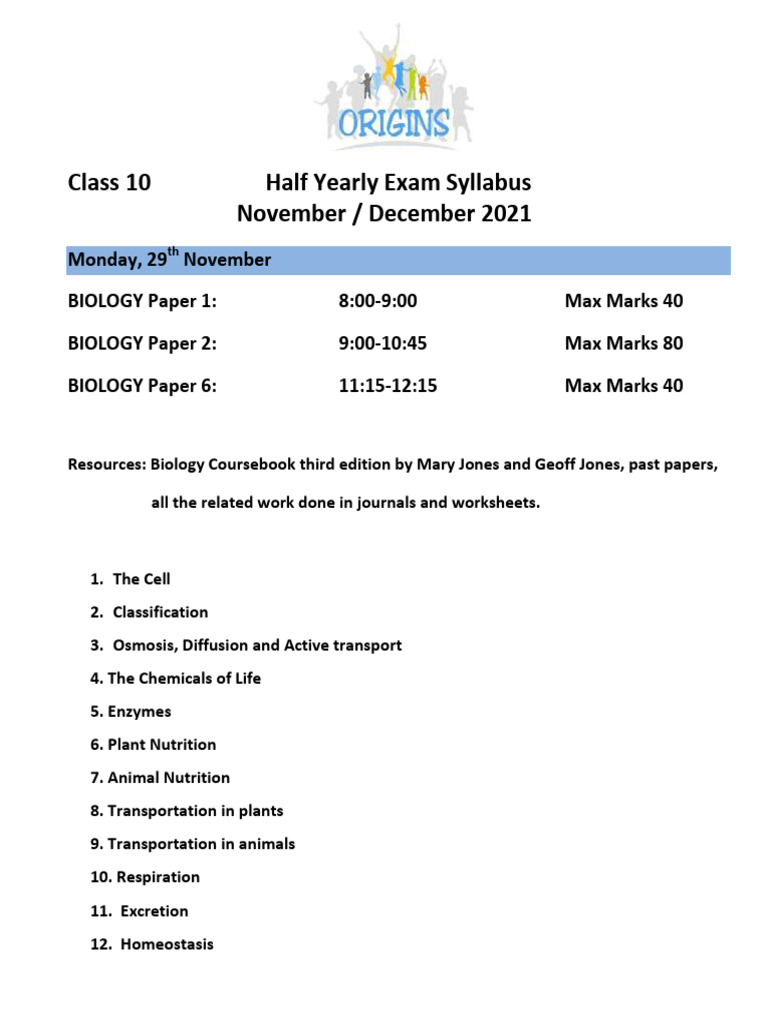 Class 10 Half Yearly Exam Syllabus | PDF | Chemistry | Trigonometry