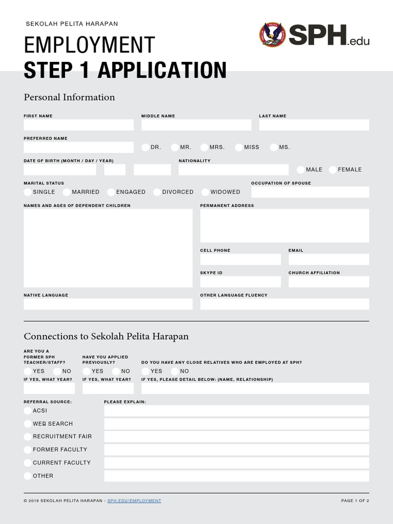 SPH - Step 1 Application Form | PDF