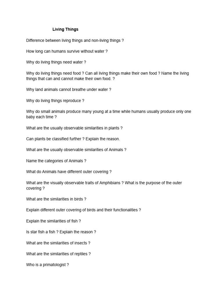 Understanding Living Things and Their Needs | PDF