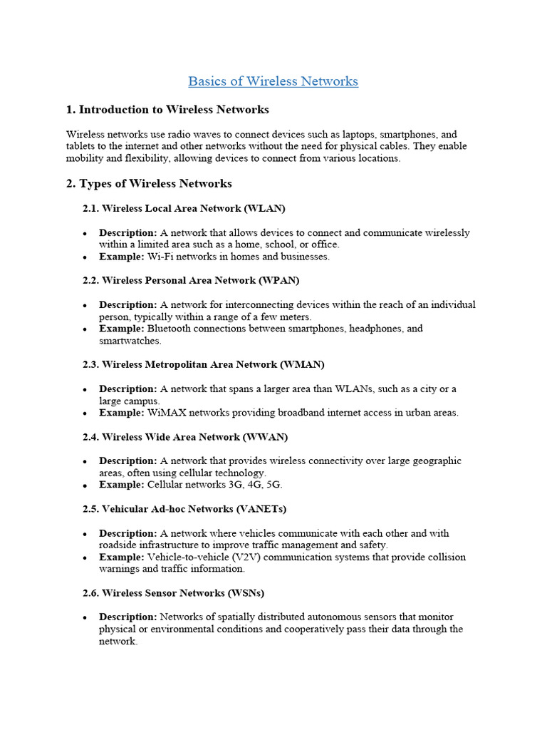 Basics of Wireless Networks | PDF | Computer Network | Wireless Lan