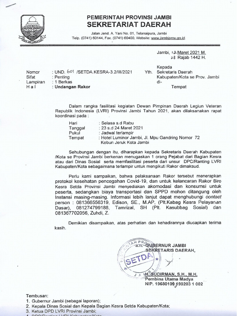 Undangan Rakor LVRI | PDF Undangan Rakor LVRI | PDF