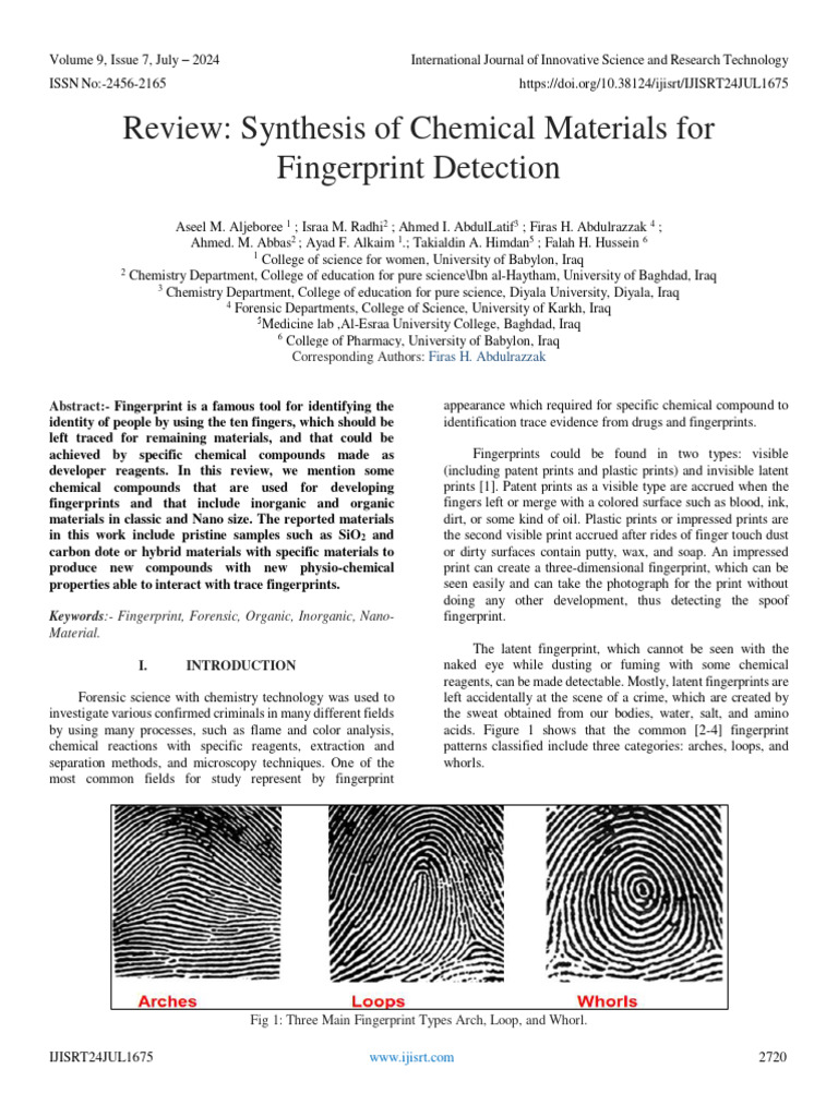 Review: Synthesis of Chemical Materials For Fingerprint Detection | PDF ...