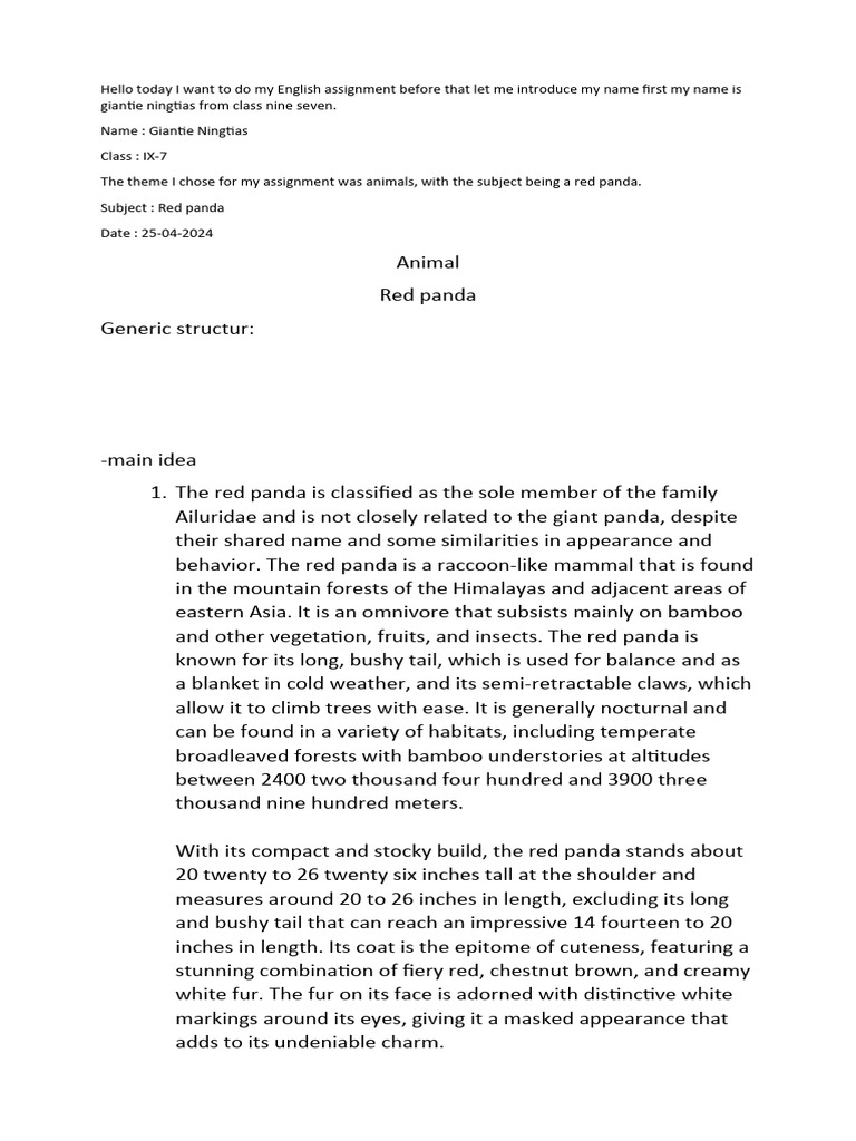 Red Panda | PDF | Giant Panda | Himalayas