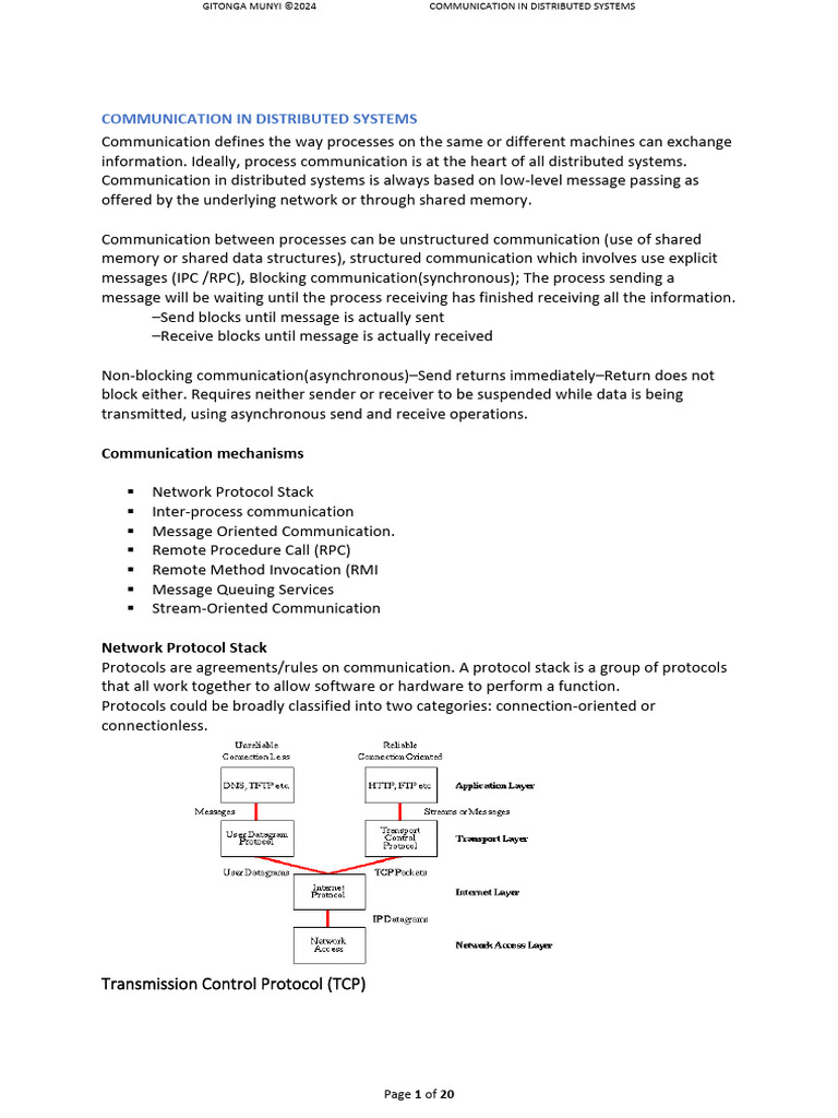 Communication in Distributed Systems | PDF | Transmission Control Protocol | Internet Protocol Suite